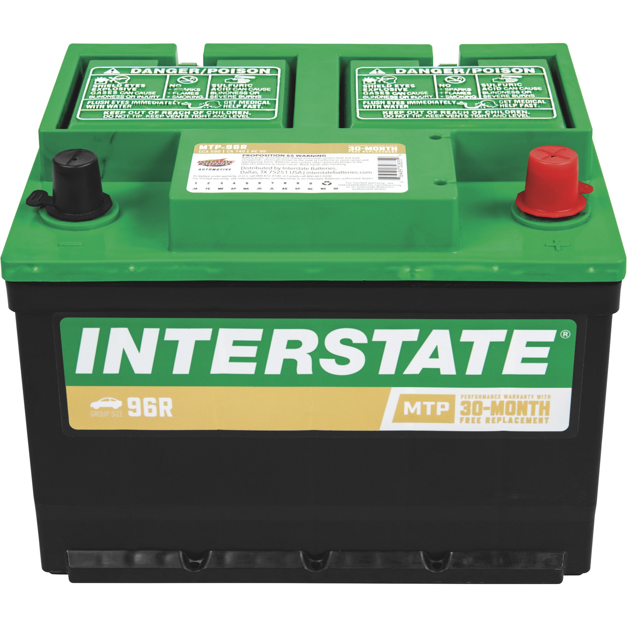 Interstate MTP Series Automotive Battery — Group Size 96R, 12 Volt, 590 CCA, Flooded Lead Acid ...